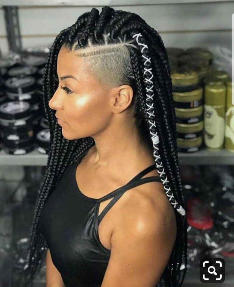 31 Box Braids With Shaved Sides | ThriveNaija