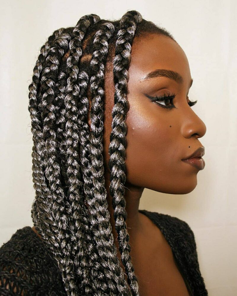 19 Beautiful Grey Knotless Braids Ideas | ThriveNaija