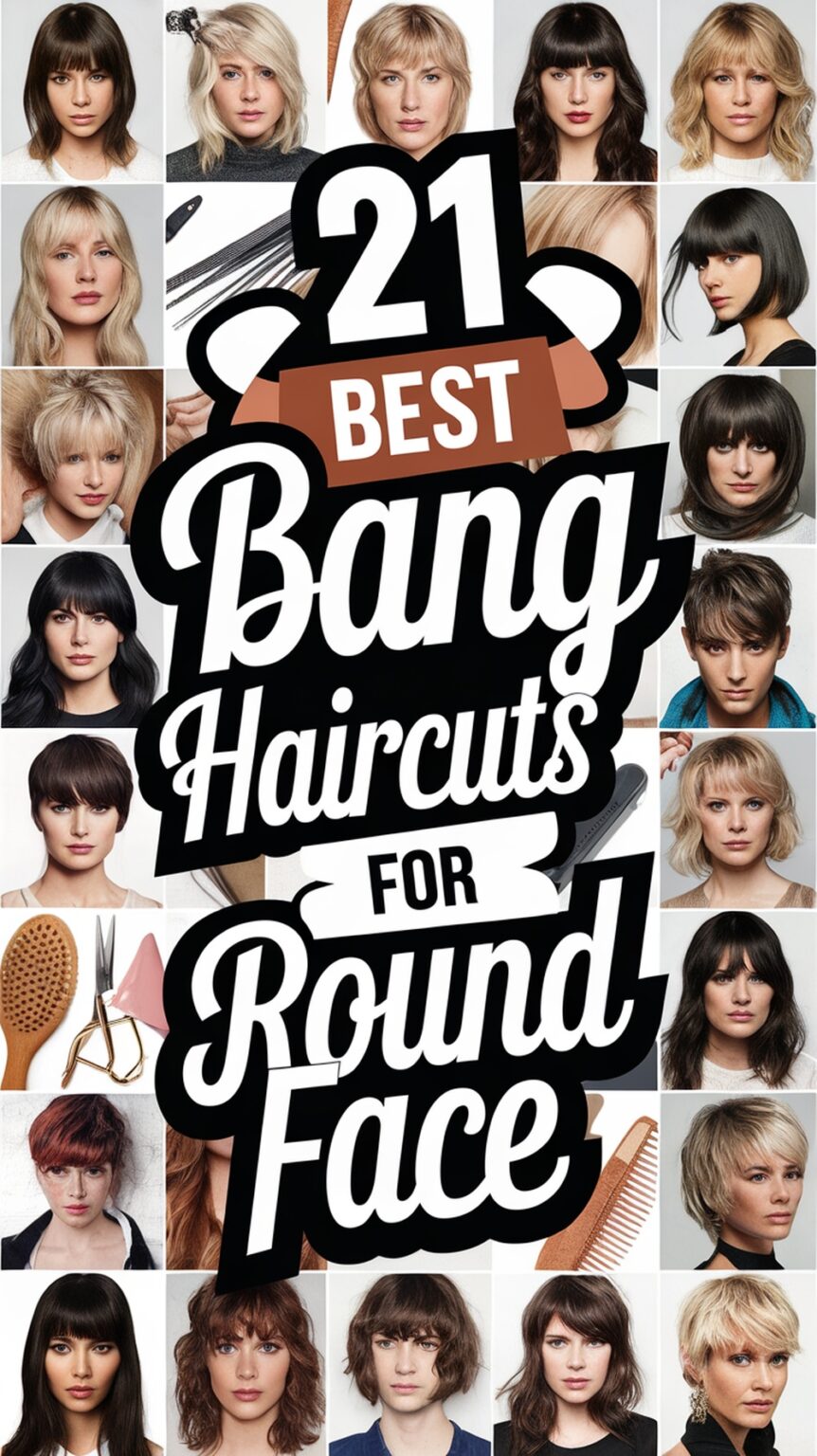 21 Best Bang Haircuts for Round Face | ThriveNaija