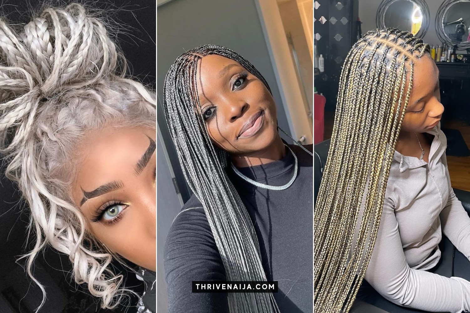 19 Beautiful Grey Knotless Braids Ideas | ThriveNaija