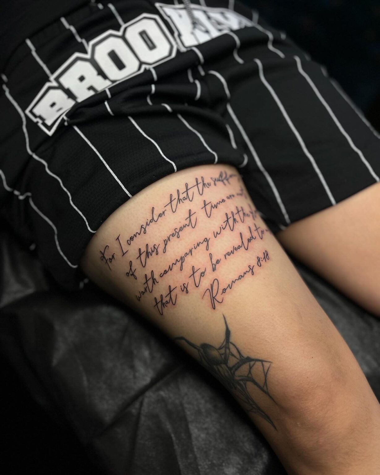 23 Cute Script Thigh Tattoo Ideas | ThriveNaija