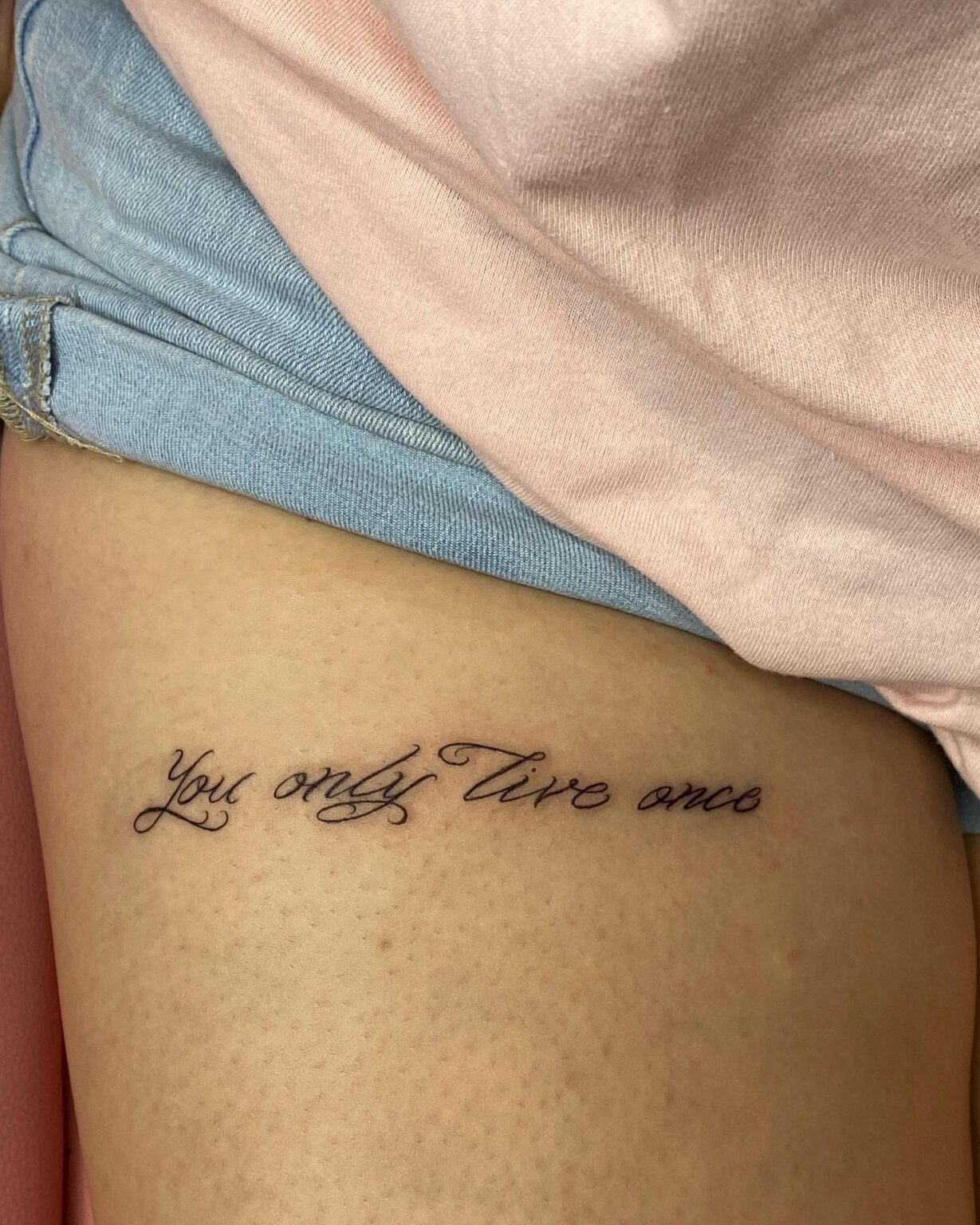 23 Cute Script Thigh Tattoo Ideas | ThriveNaija