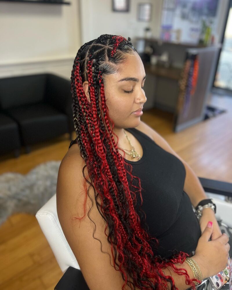 17 Chic Red Braids Hairstyle Ideas For Black Women | ThriveNaija