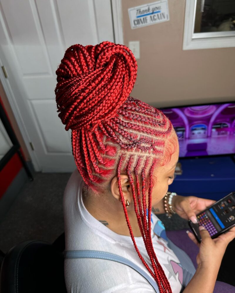 17 Chic Red Braids Hairstyle Ideas For Black Women | ThriveNaija