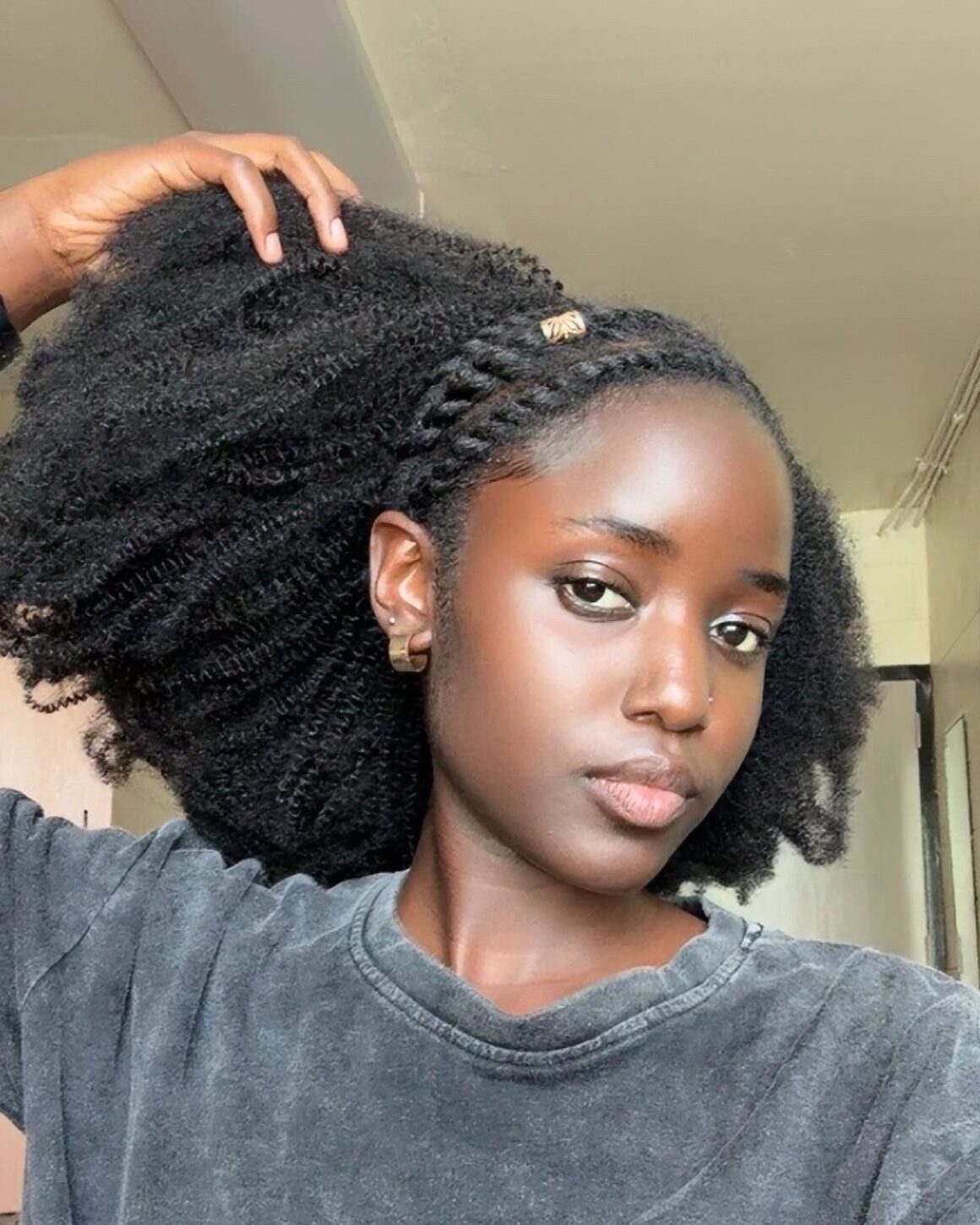 16 Cute Half Braids Half Curls Natural Hair Styles | ThriveNaija