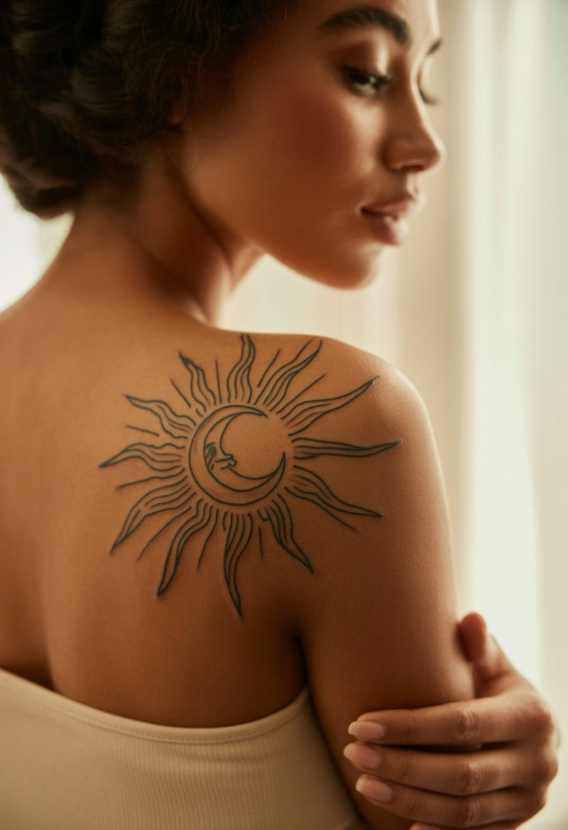 23 Beautiful Sun and Moon Tattoo Ideas with Balance | ThriveNaija