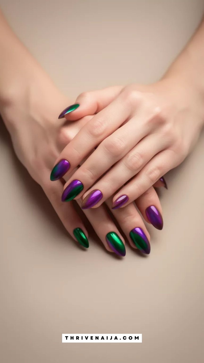 20 Shiny Chrome Gel Nail Designs | ThriveNaija